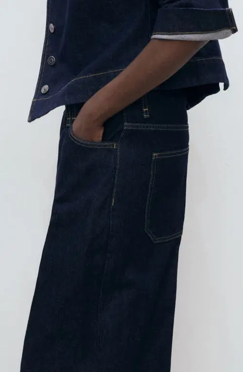 Mango Wide Leg Denim Bermuda Shorts