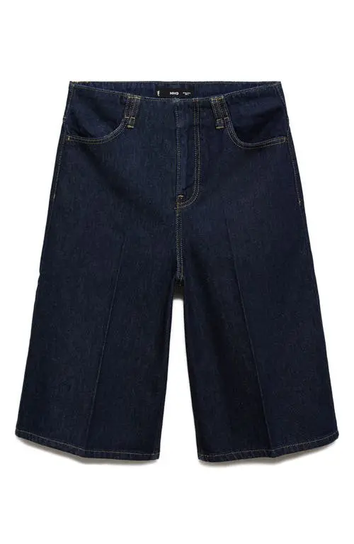 Mango Wide Leg Denim Bermuda Shorts