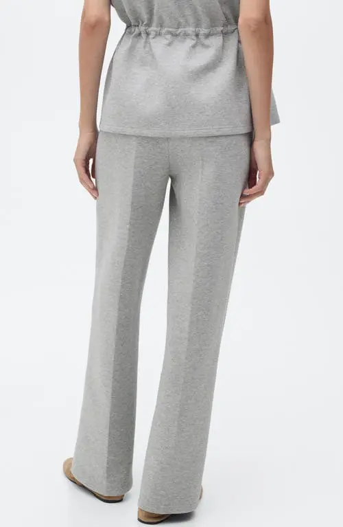 Mango Cotton Blend Straight Leg Trousers - Medium Heather Grey