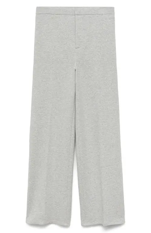 Mango Cotton Blend Straight Leg Trousers - Medium Heather Grey