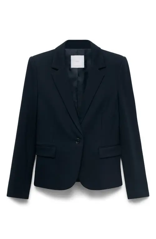 Mango Fitted Notched Lapel Blazer - Navy