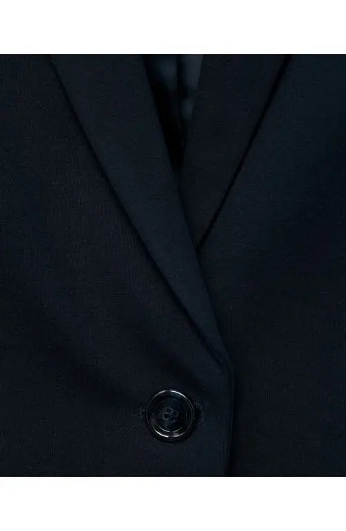 Mango Fitted Notched Lapel Blazer - Navy