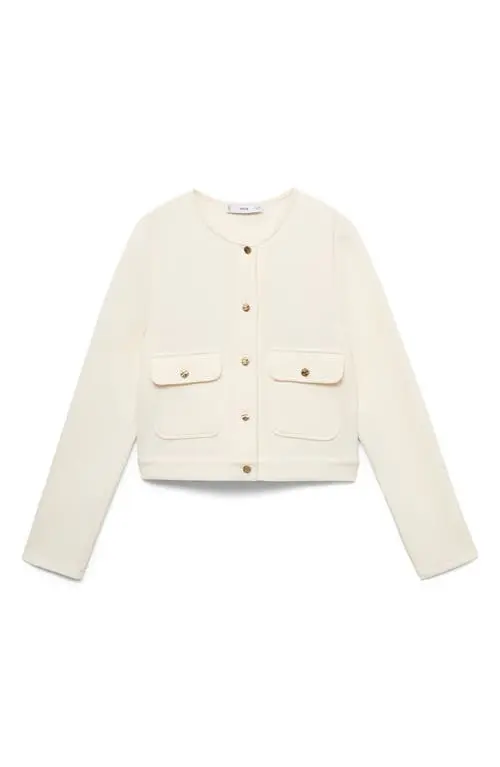 Mango Cotton-blend Cropped Utility Jacket - Ecru