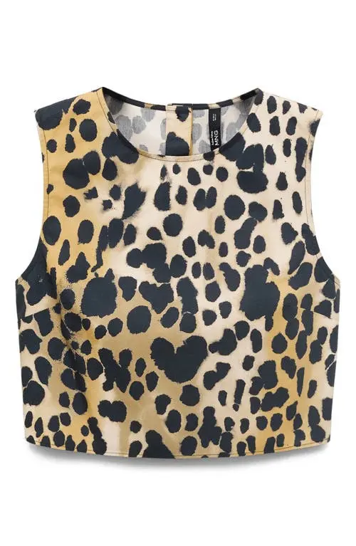 Mango Cheetah Print Sleeveless Crop Top
