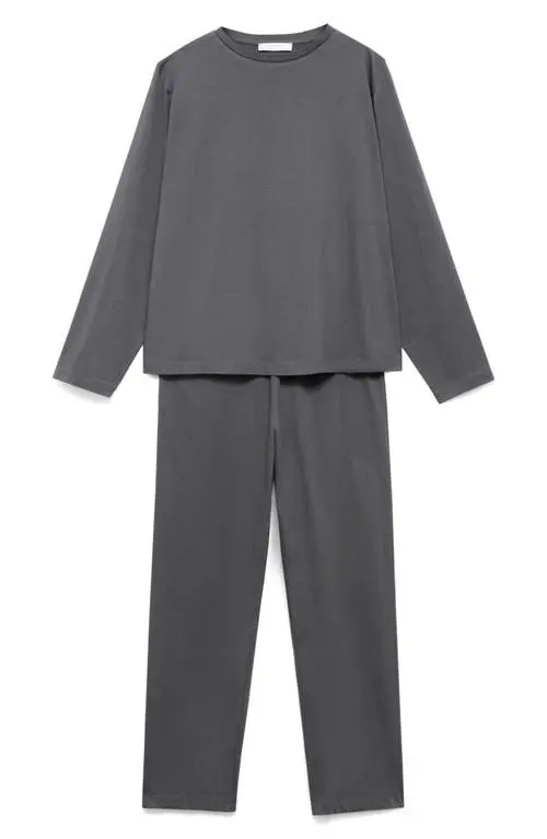 Mango Plain Cotton Pajamas - Charcoal