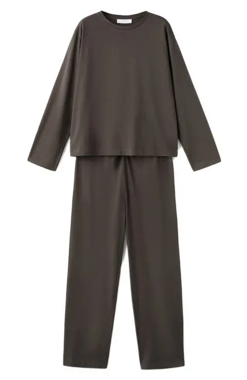 Mango Plain Cotton Pajamas - Chocolate