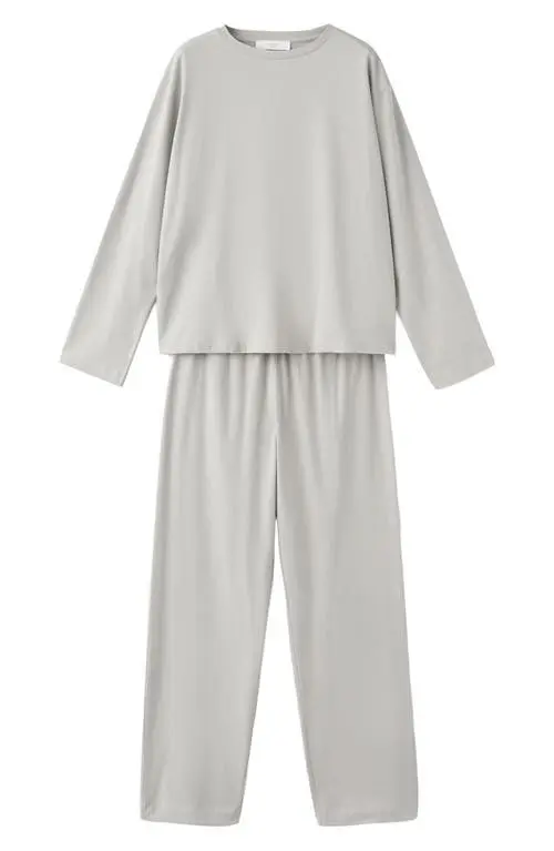Mango Plain Cotton Pajamas - Light Grey