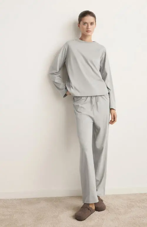 Mango Plain Cotton Pajamas - Light Grey