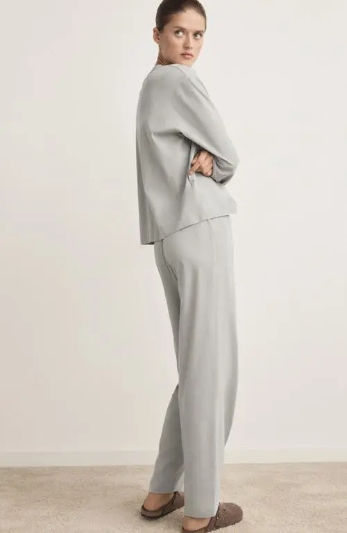 Mango Plain Cotton Pajamas - Light Grey