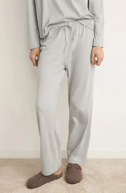 Mango Plain Cotton Pajamas - Light Grey