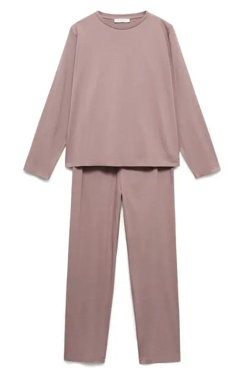 Mango Plain Cotton Pajamas - Taupe