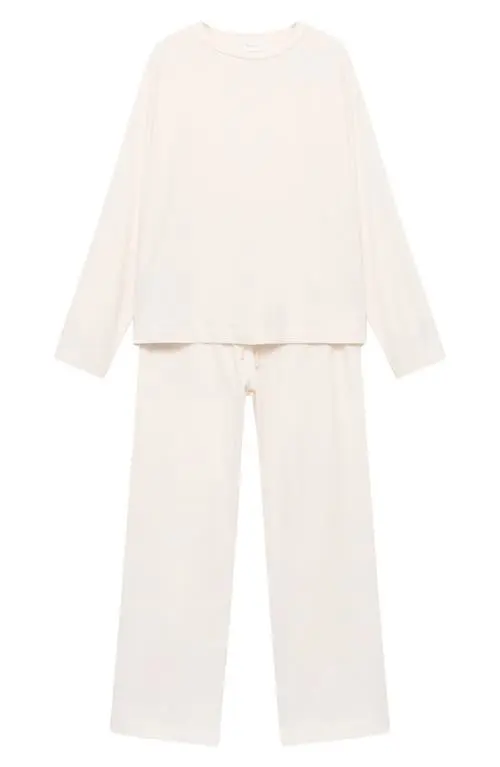 Mango Plain Cotton Pajamas - Vanilla