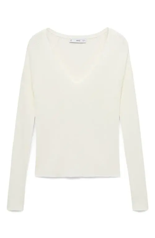 Mango V-neck Ribbed Sweater