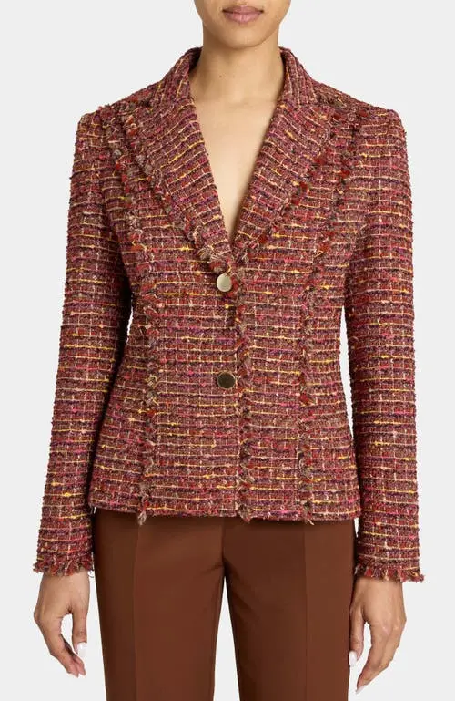 Santorelli Trish Fringe Tweed Jacket