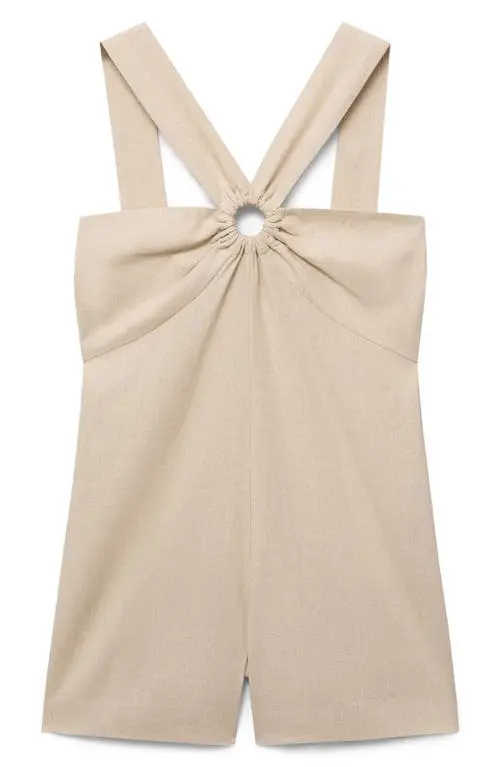 Mango Linen-blend Romper With Hoop Detail