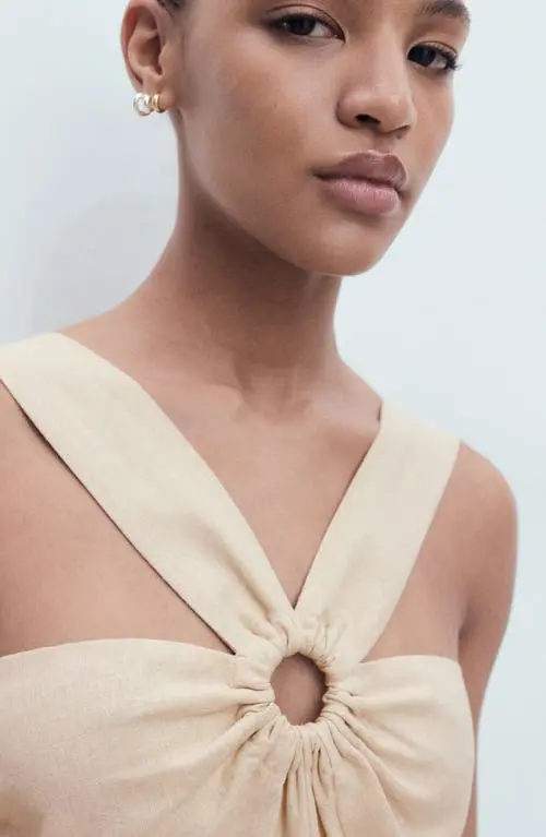 Mango Linen-blend Romper With Hoop Detail
