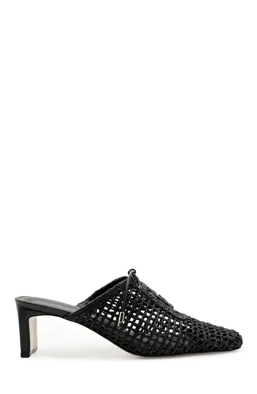 DANIELLA SHEVEL Lina Raffia Low Heel Sandal - Black