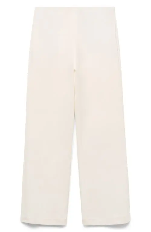 Mango Straight Fit Cotton Blend Trousers - Ecru