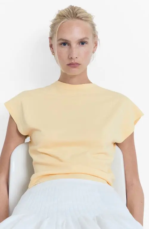 Mango Cap-sleeve Fine Knit Sweater - Pastel Yellow