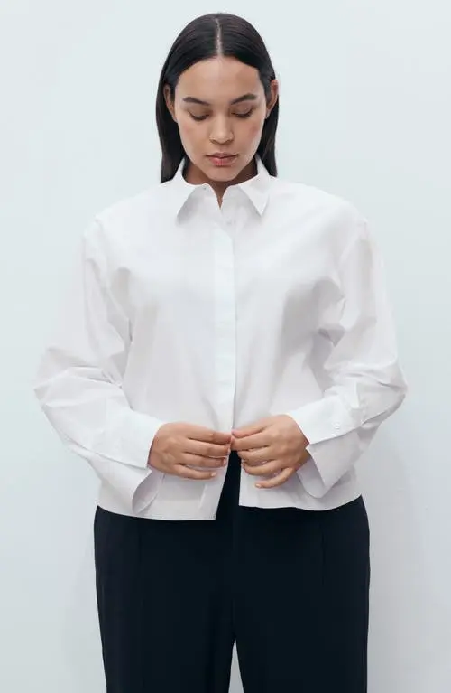 Mango Poplin Crop Button-up Shirt
