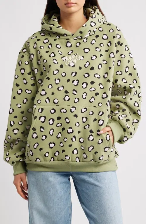 HAPPY CAMP3R Leopard Print Hoodie - Olive