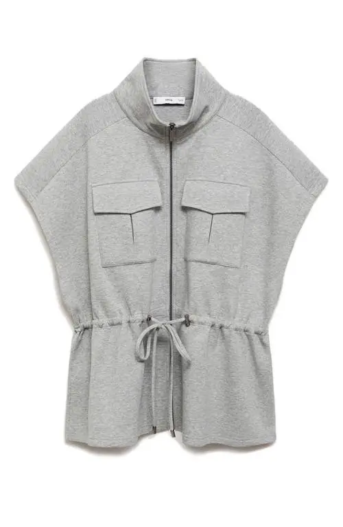Mango Short Sleeve Adjustable Waist Jacket - Medium Heather Grey