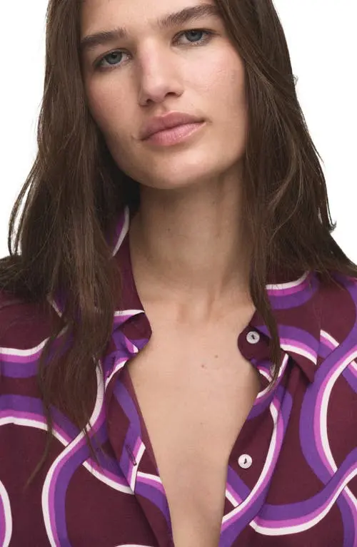 Mango Abstract Print Button-up Shirt - Purple