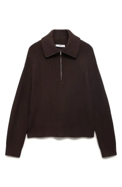 Mango Half Zip Sweater - Chocolate