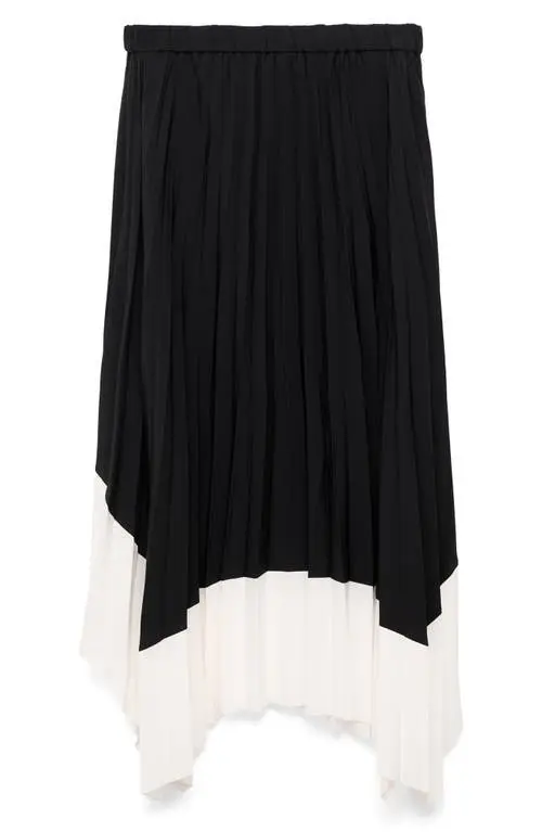 Mango Pleated Asymmetric Maxi Skirt - Black