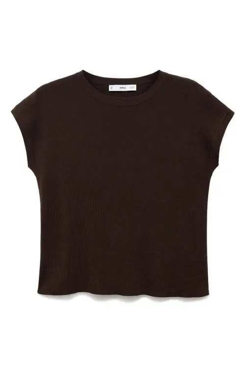 Mango Short Sleeve Cotton Blend Sweater - Chocolate