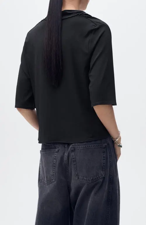 Mango Drape Neck Top - Black