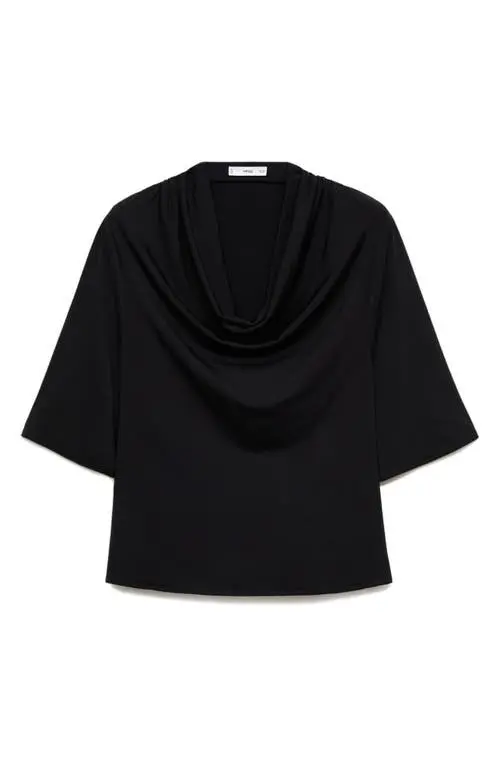 Mango Drape Neck Top - Black