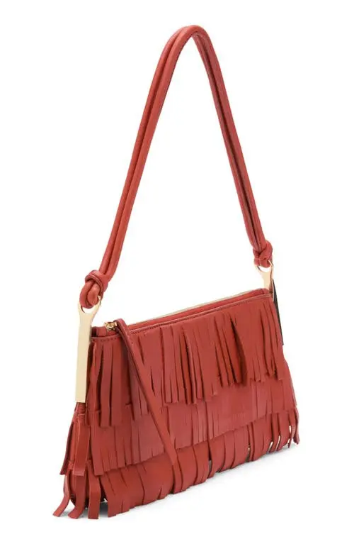 Mango Fringe Leather Shoulder Bag - Russet