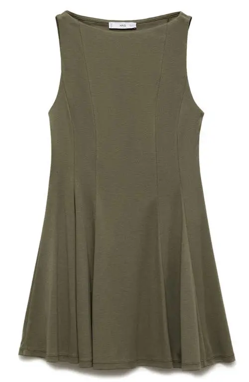 Mango Sleeveless Pleated Knit Dress - Khaki Green