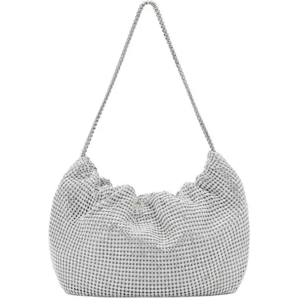 Mango Crystal Mesh Shoulder Bag - Silver
