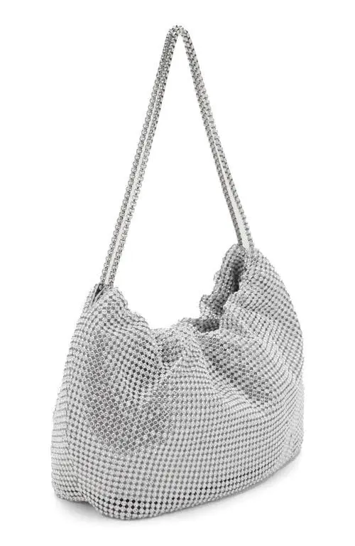 Mango Crystal Mesh Shoulder Bag - Silver