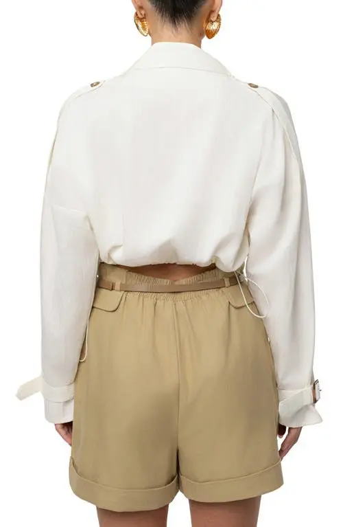 JLUXLABEL Wanderlust Long Sleeve Crop Top - Ivory