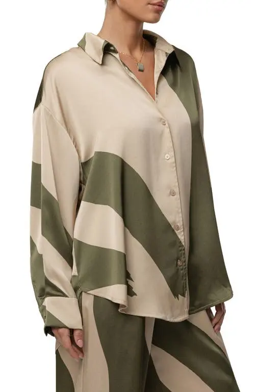 JLUXLABEL Oversized Colorblock Button-up Shirt