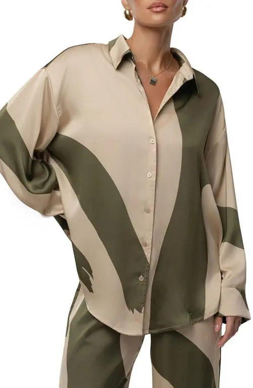 JLUXLABEL Oversized Colorblock Button-up Shirt
