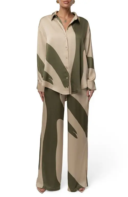 JLUXLABEL Oversized Colorblock Button-up Shirt