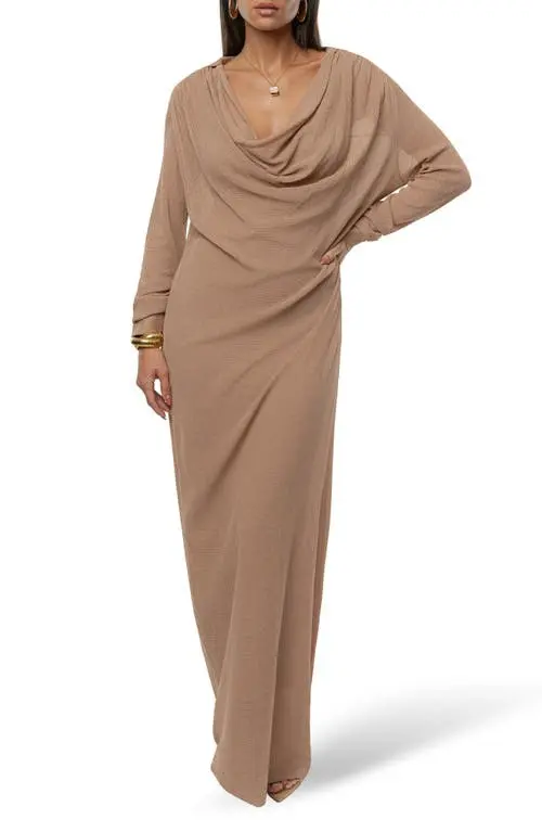 JLUXLABEL Savanna Cowl Neck Long Sleeve Maxi Dress