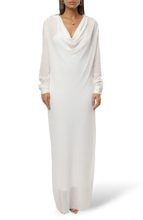 JLUXLABEL Savanna Cowl Neck Long Sleeve Maxi Dress - Ivory