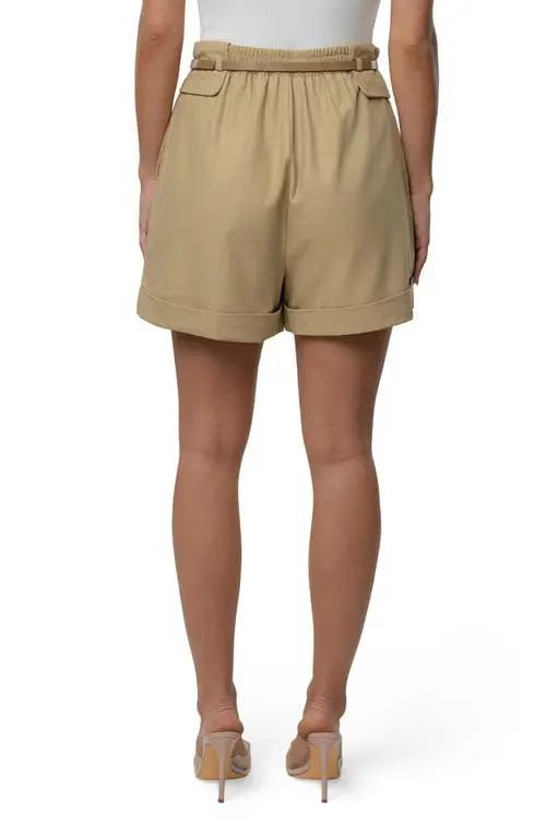 JLUXLABEL Belted Cotton-blend Cargo Shorts - Beige