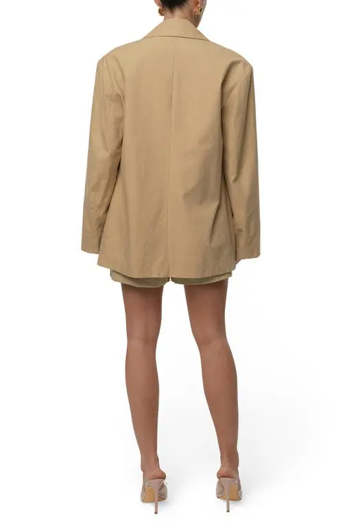 JLUXLABEL Relaxed Fit Longline Blazer - Beige