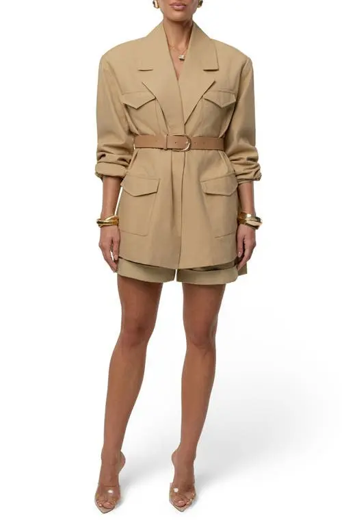 JLUXLABEL Relaxed Fit Longline Blazer - Beige
