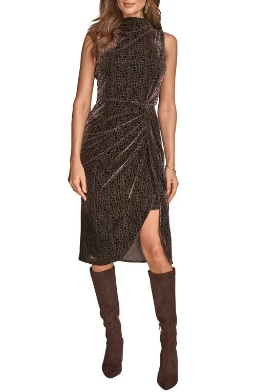 Donna Karan New York Velvet Burnout Sleeveless Midi Dress - Chocolt