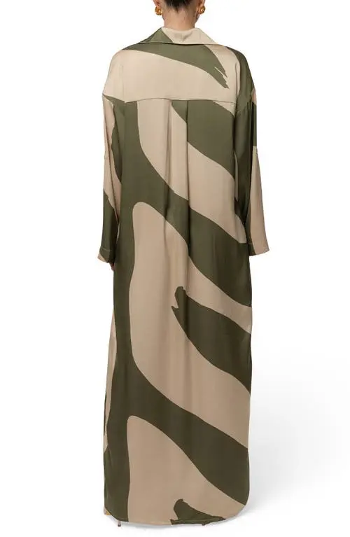 JLUXLABEL Long Sleeve Satin Maxi Shirt Dress