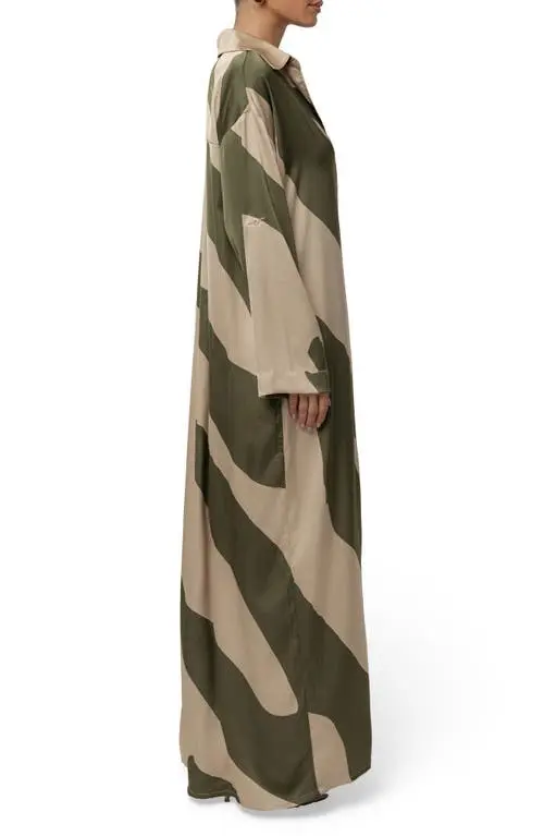 JLUXLABEL Long Sleeve Satin Maxi Shirt Dress