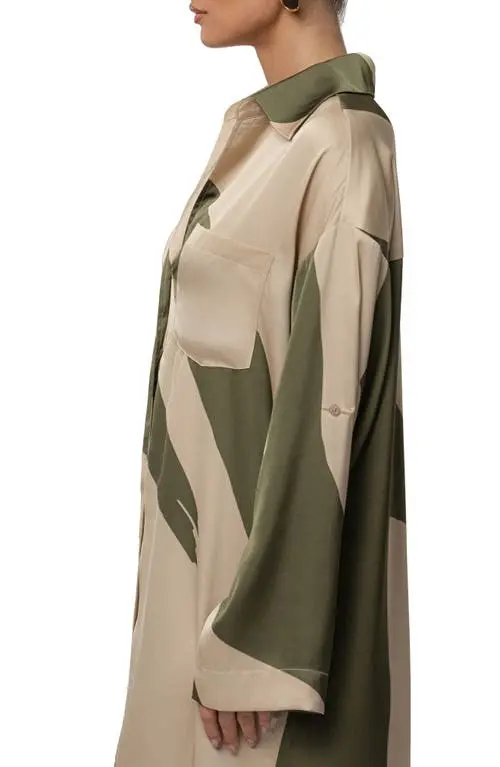 JLUXLABEL Long Sleeve Satin Maxi Shirt Dress