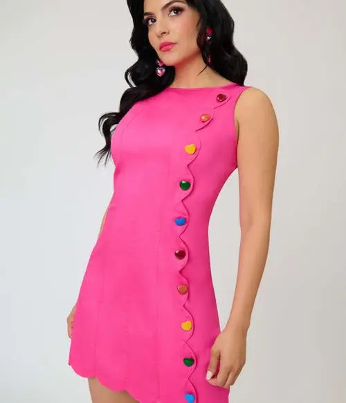 SMAK PARLOUR Stripe Scallop Mini Dress - Pink Solid
